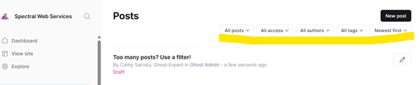 Too many posts? Use a filter!